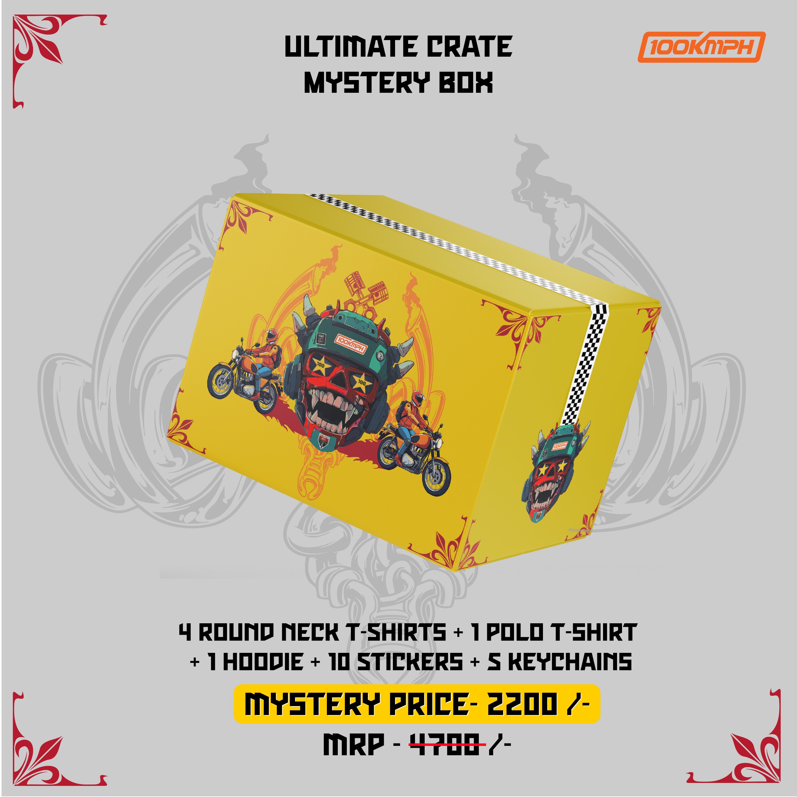 Ultimate Pack - Mystery Box | 4 Round Neck + 1 Polo T-Shirt + 1 Hoodie + 10 Stickers + 5 ...