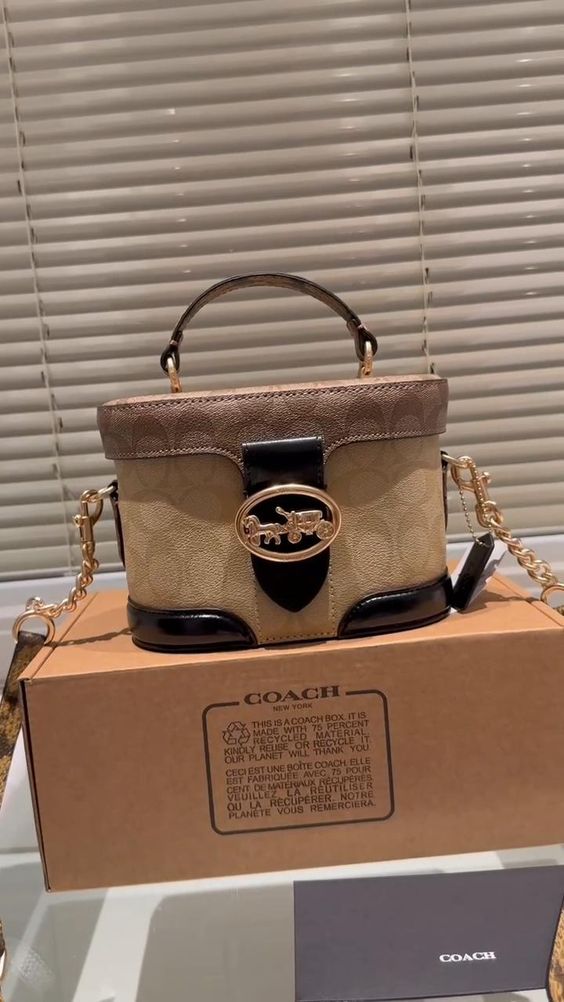 : Coach Signature Jacquard Mini Vanity Bag with Horse and Carriage ...