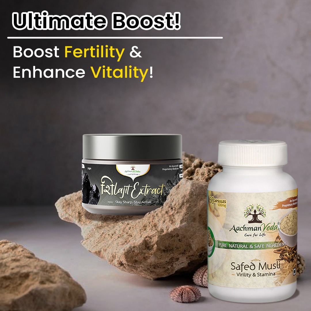Shilajit Extract with Safed Musli Capsules Combo - Aachman Veda