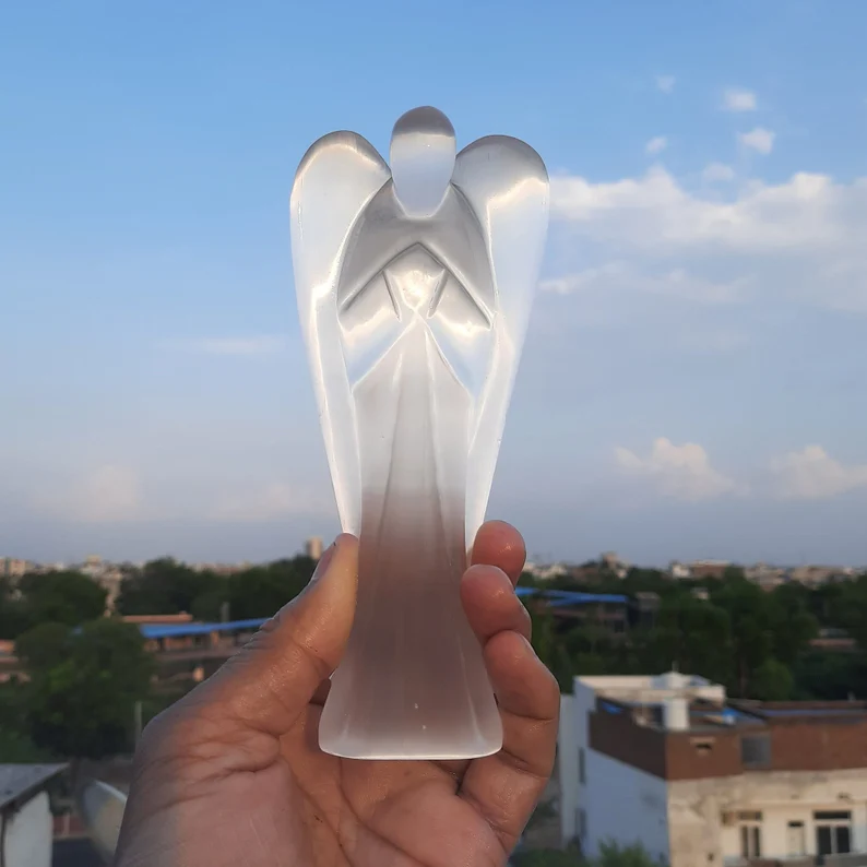 Selenite Angel Crystal Angel Hand carving figurine |Stunning Selenite ...