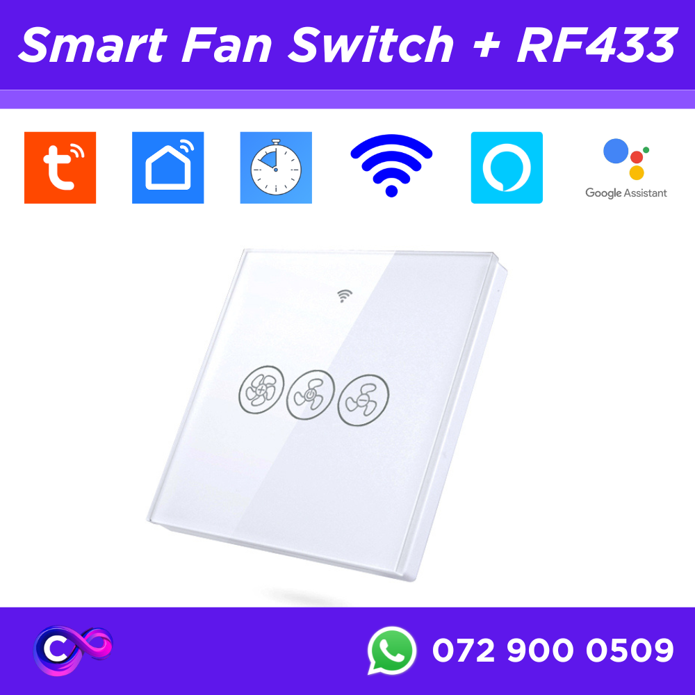 Tuya Smart Fan Switch - RF433 | Remote Control & Voice-Activated Fan Control - Chroma Tech LK