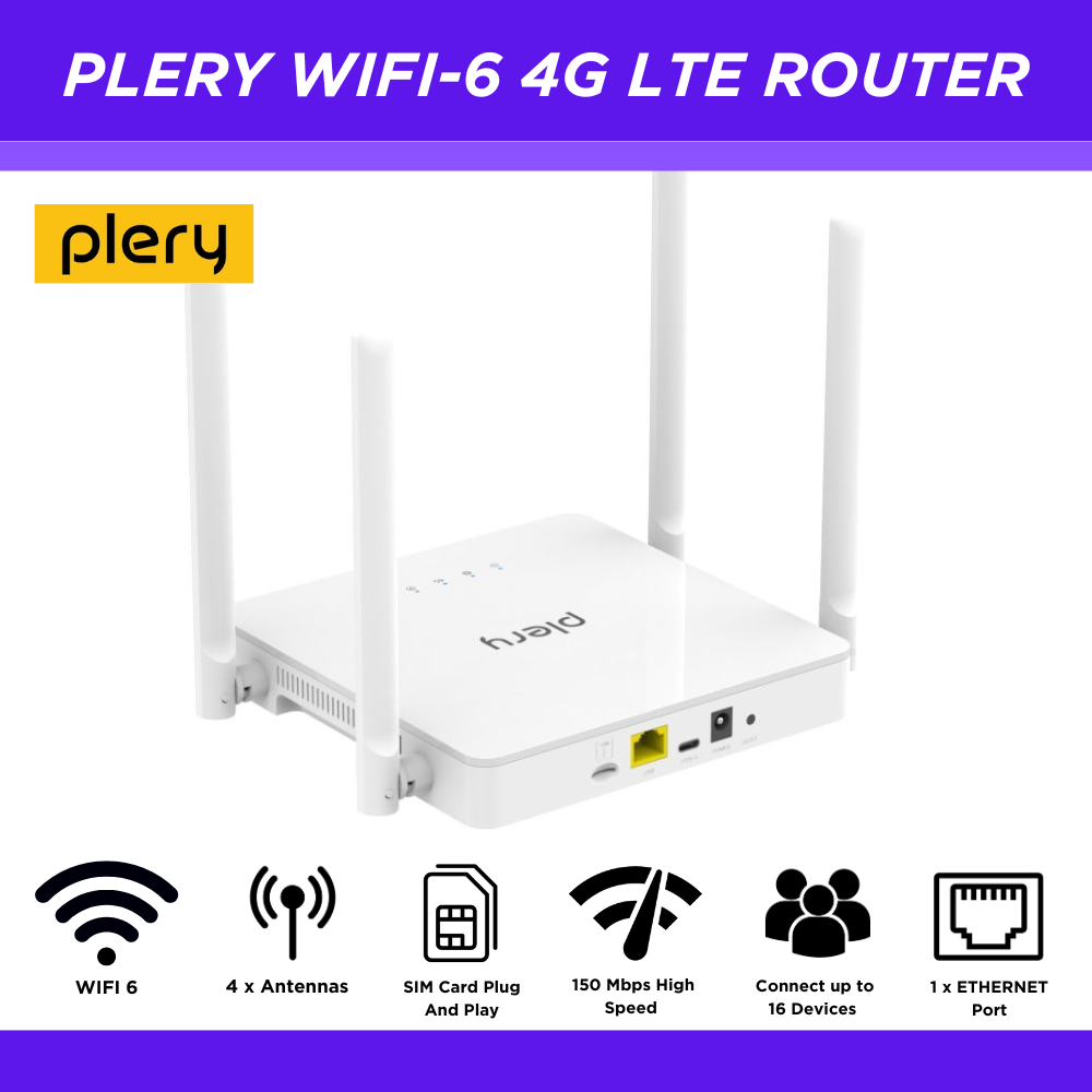 Plery R602 Unlocked 4G LTE Router – WiFi 6, 4 High-Gain Antennas, Up to ...