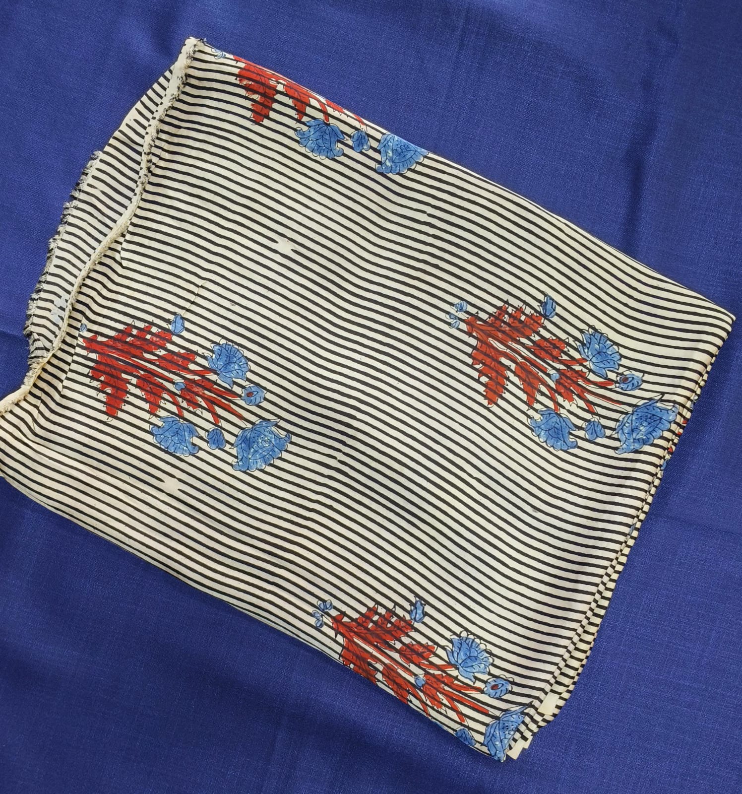 HAND BLOCK PRINTED MODAL SILK FABRIC - KATHYS CLOTHING STORE
