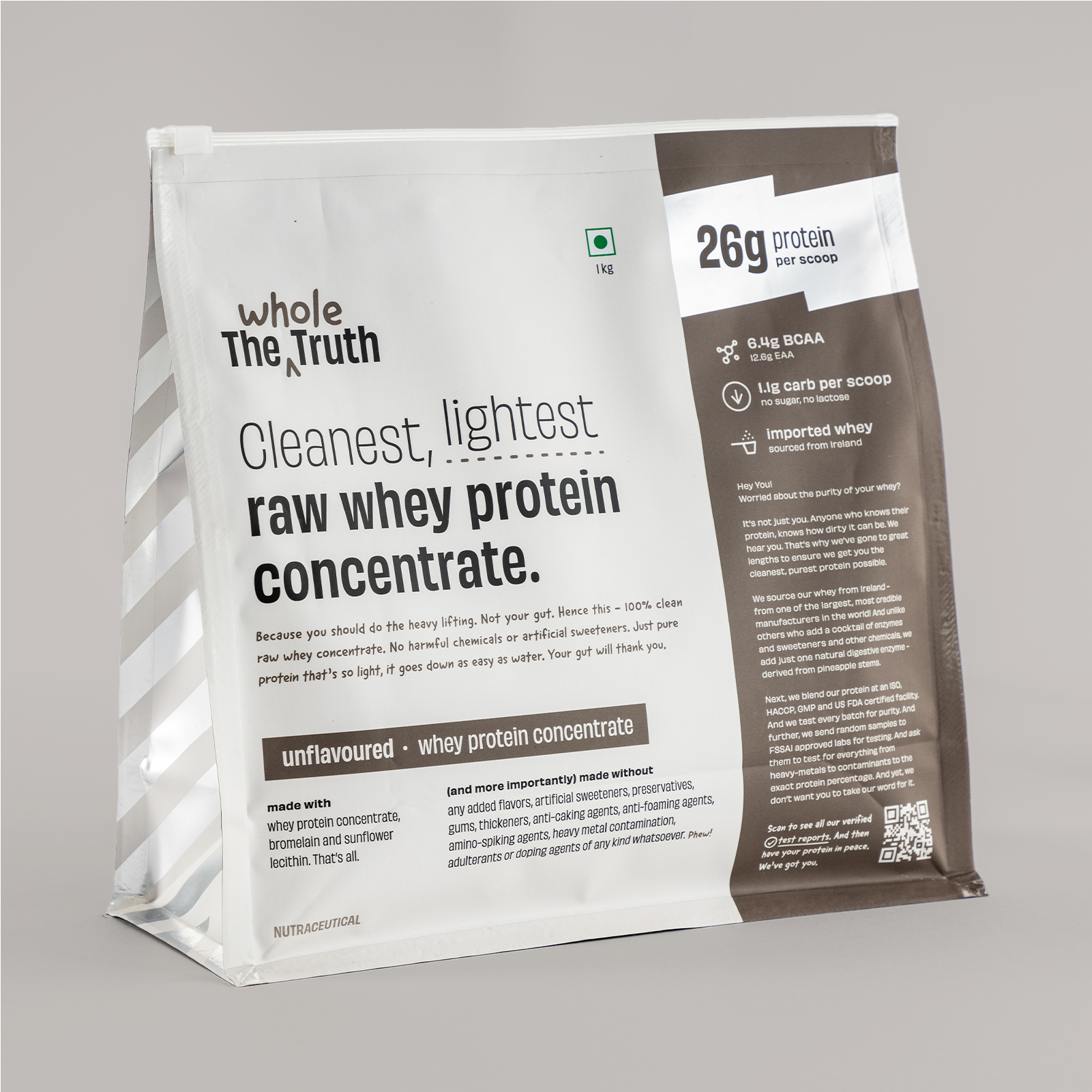 Unflavoured Raw Whey Protein Concentrate 26g - The Whole Truth Foods