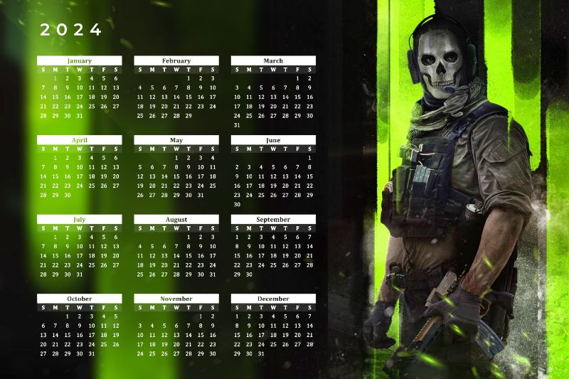 Ghost Wall Decor Calenders #N01 | Call Of Duty(COD) (# Games Calenders) - BawallStore
