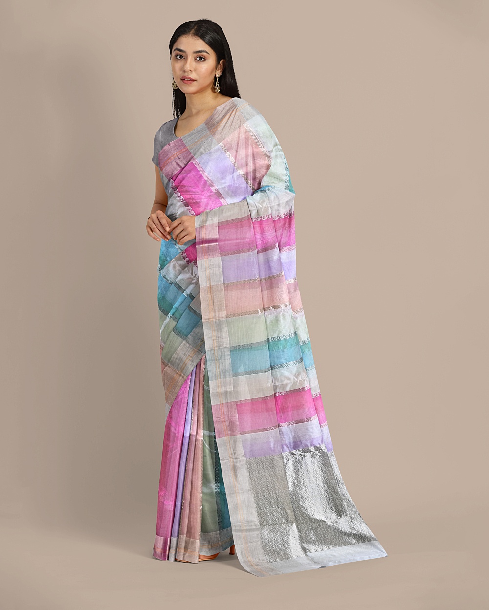 Pastel Elegance Multicolored Handwoven Chanderi Silk Saree For Women ...