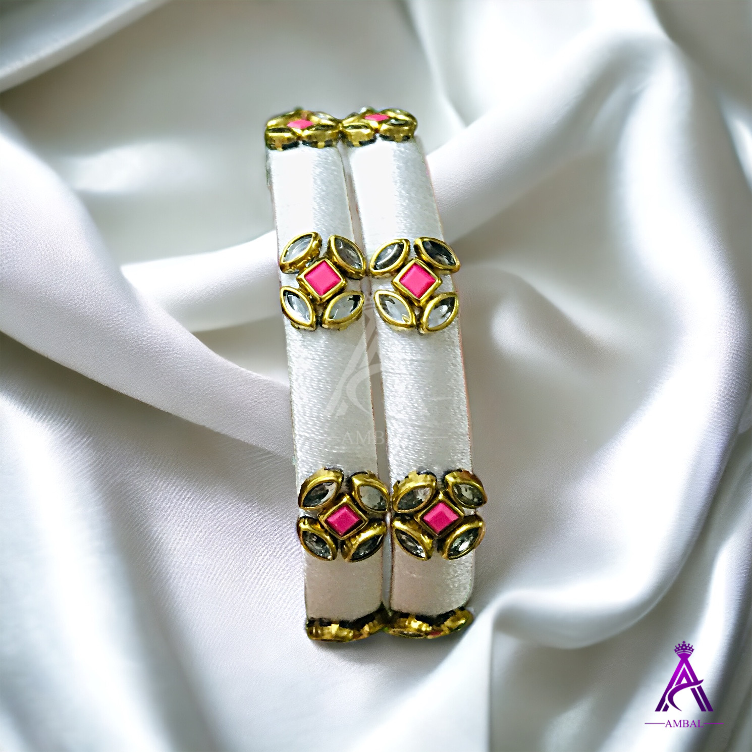 Simple Designed Kundan Worked Silkthread Bangle - BMB0259 (2Piece ...