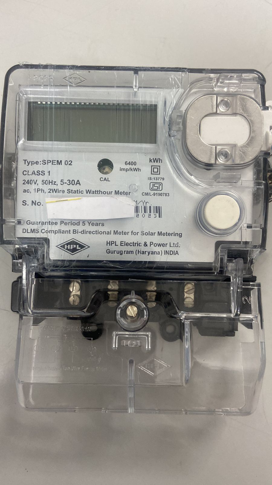 HPL Single phase, 2 wire static watthour meter with 5-30A rating ...