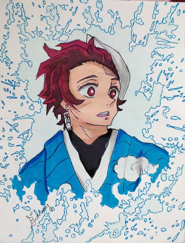 Buy Tanjiro A5 Size Artwork Without Frame online from Bunny_artz
