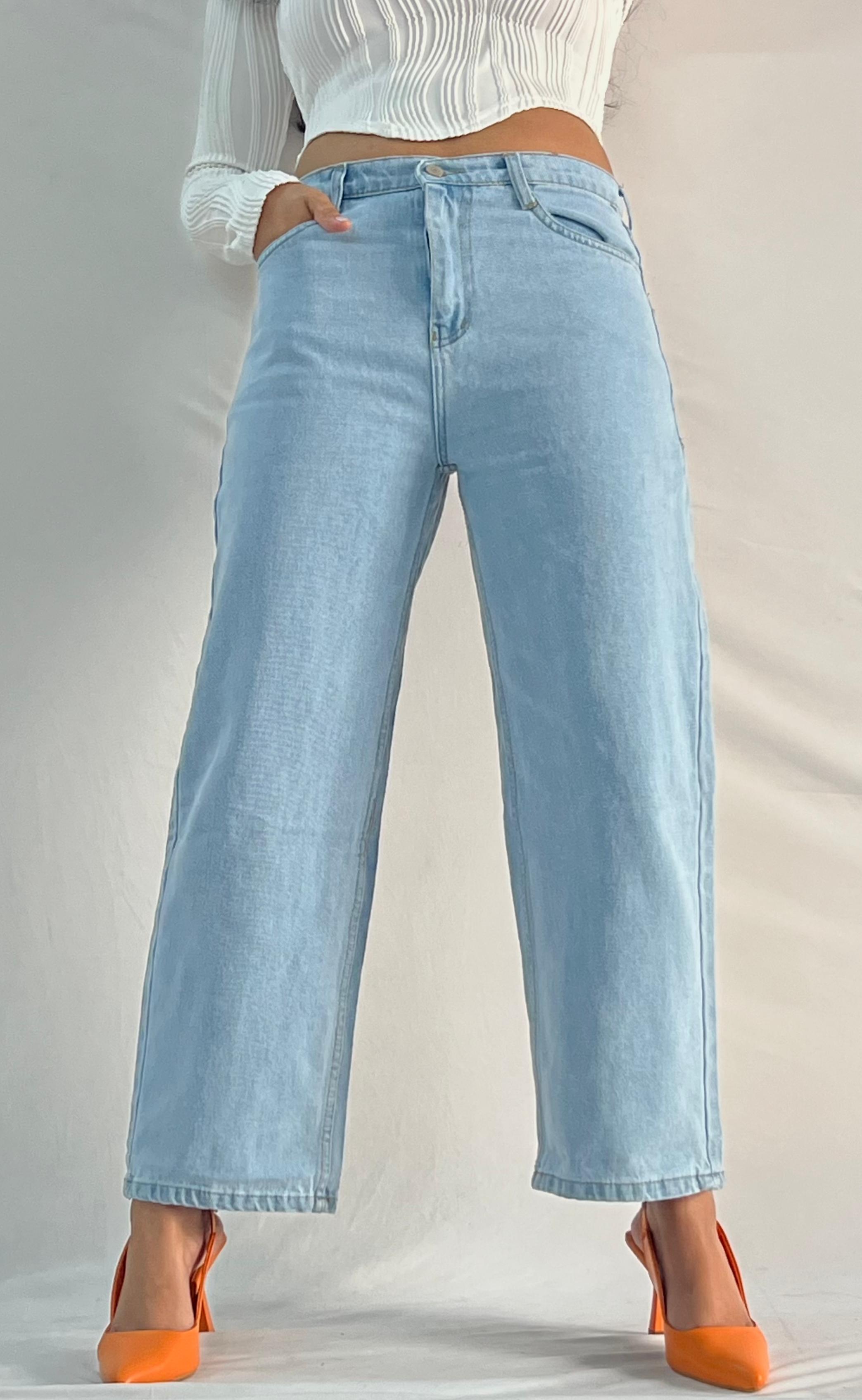 Ice Blue Straight Fit Jeans - Zeedle India