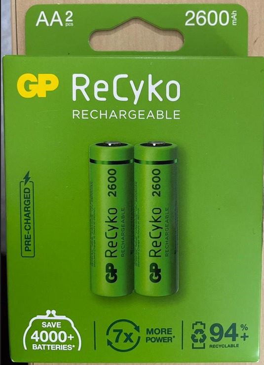 GP AA/2 Recyko 2600mah - High Capacity Rechargeable Batteries