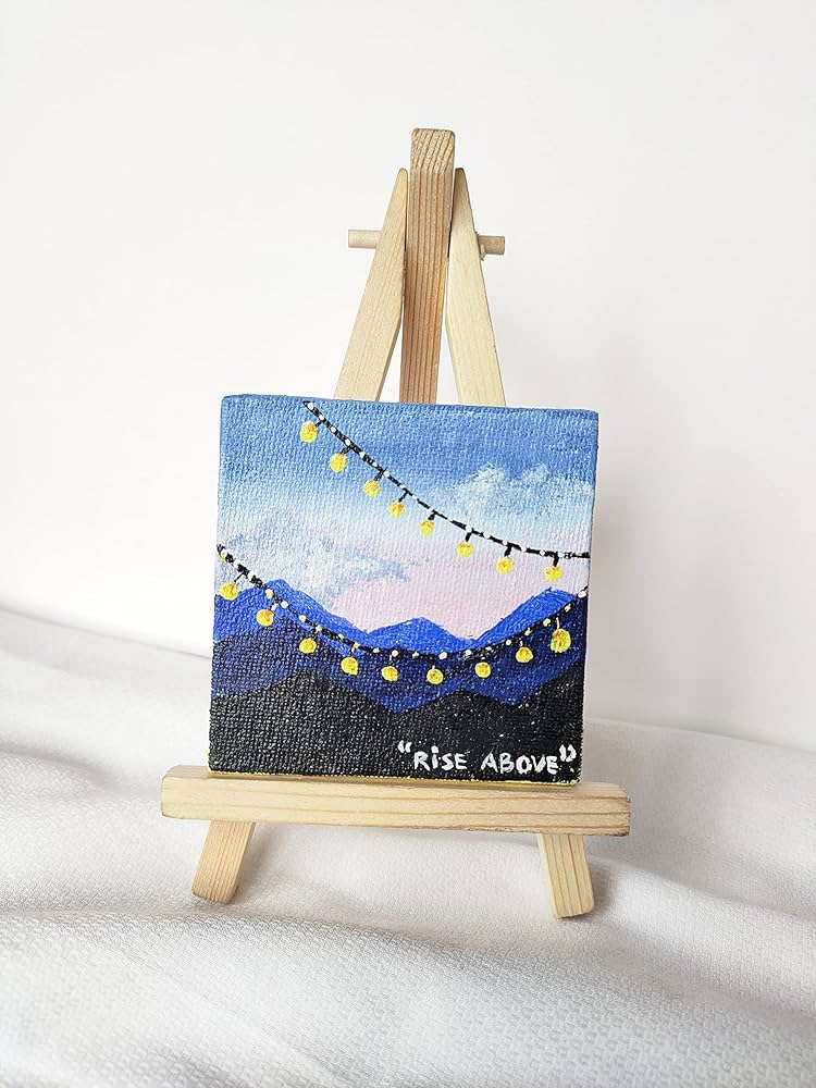 Hand-Painted Mini Canvas - "Rise Above" Nightscape - Crafted Tales