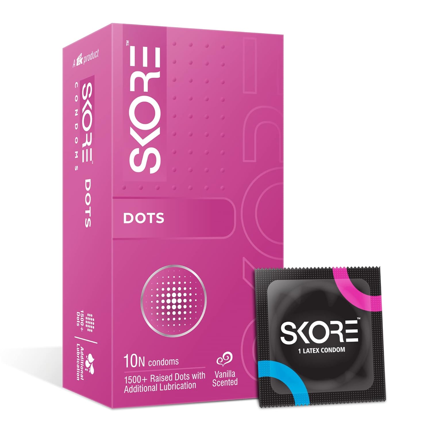 Skore Condoms Raised Dots with Xtra Lub VANILLA SCENTED 10S (BUY 5 GET ...