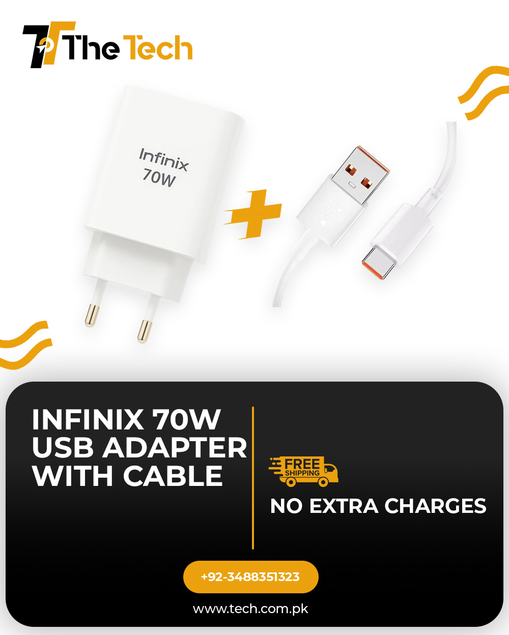 Infinix 70W USB Adapter With Cable Price in Pakistan - Buy Online at ...