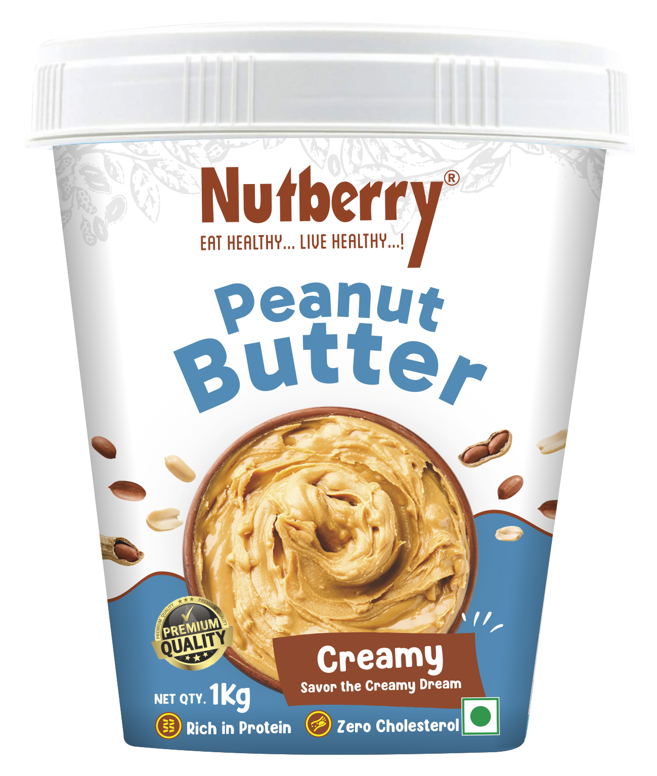 Nutberry Peanut Butter Creamy 1KG in Bucket - NUTBERRY INDIA