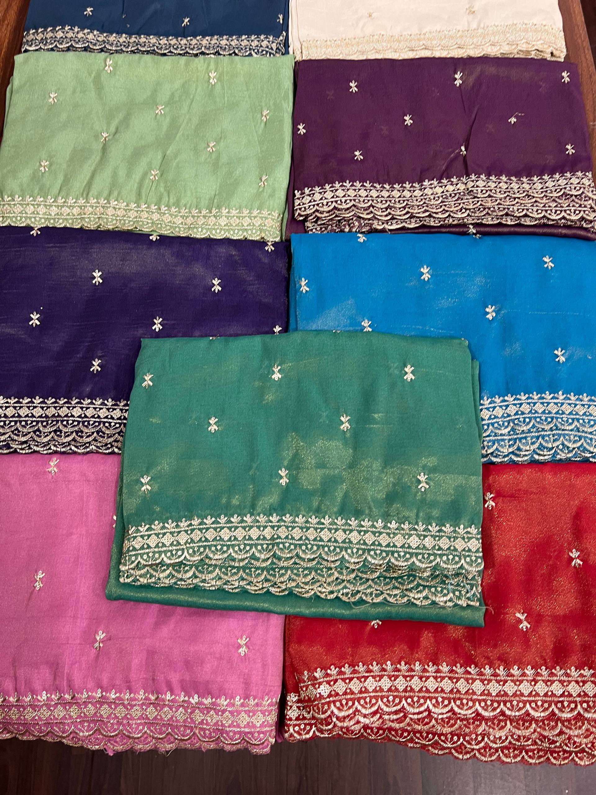 Festive Ready Cosmos Tissue Silk Dupatta with Sleek border (Full Length ...