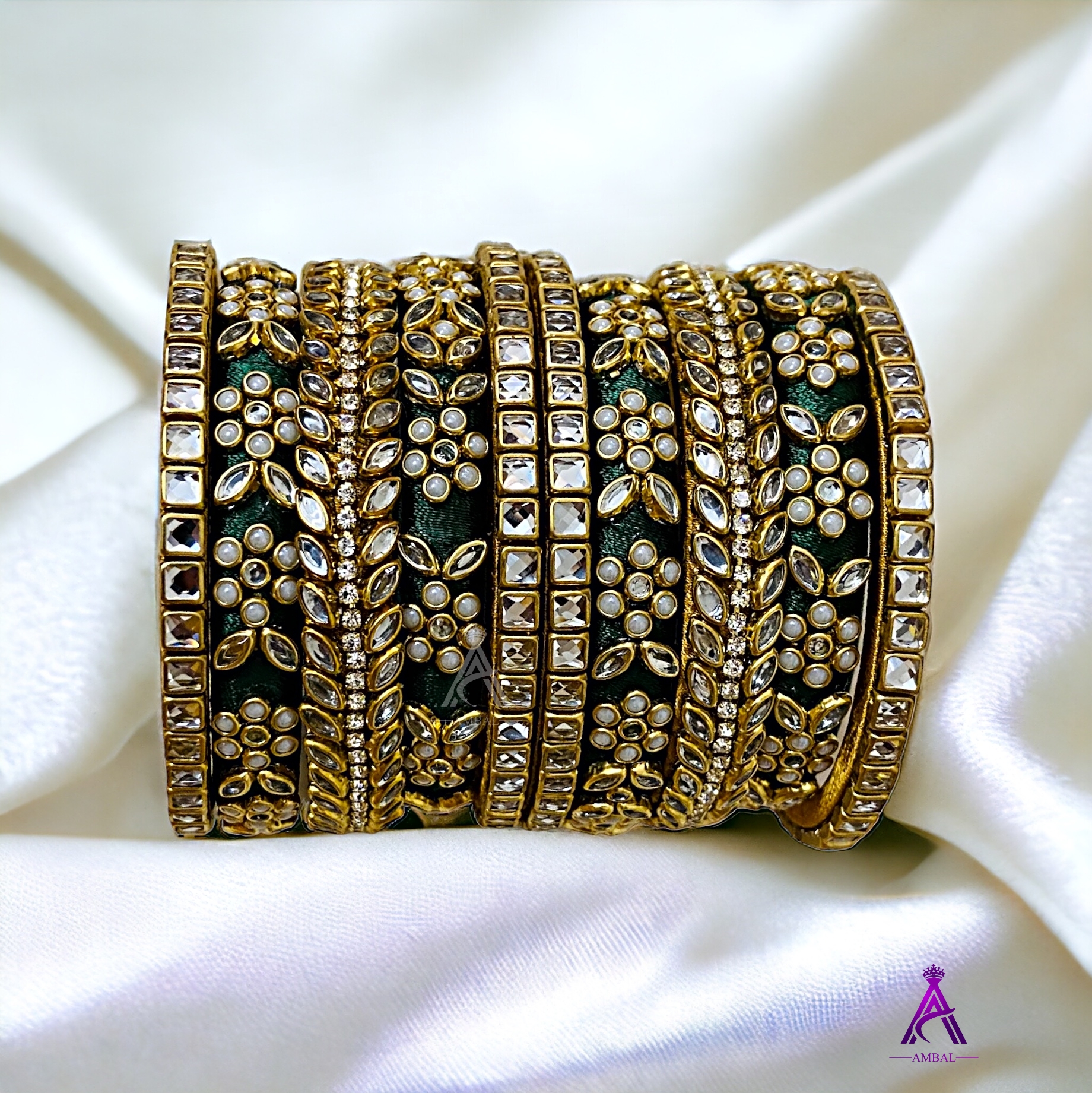 Floral Designed Kundan Worked Bridal Silkthread Bangle Set - BMB0209 ...