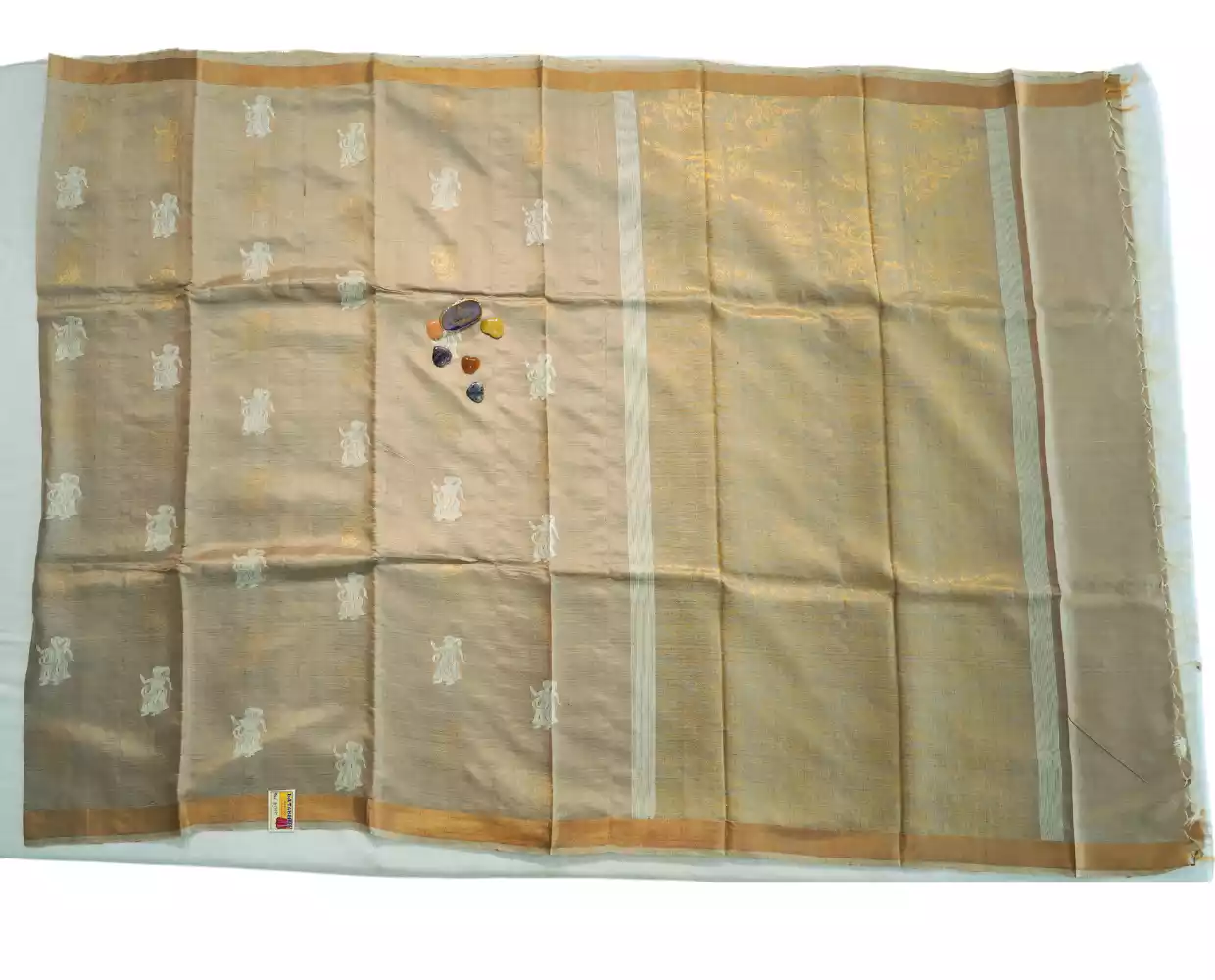tribal woven silvery peach colour tusser silk saree - Latashri Handlooms