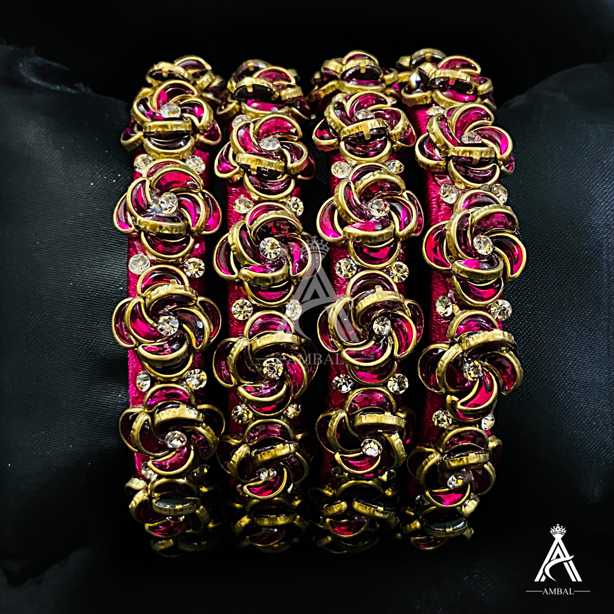 Rose Designed Silkthread Bangle - RS0052 (2Piece) - Ambal Handicrafts