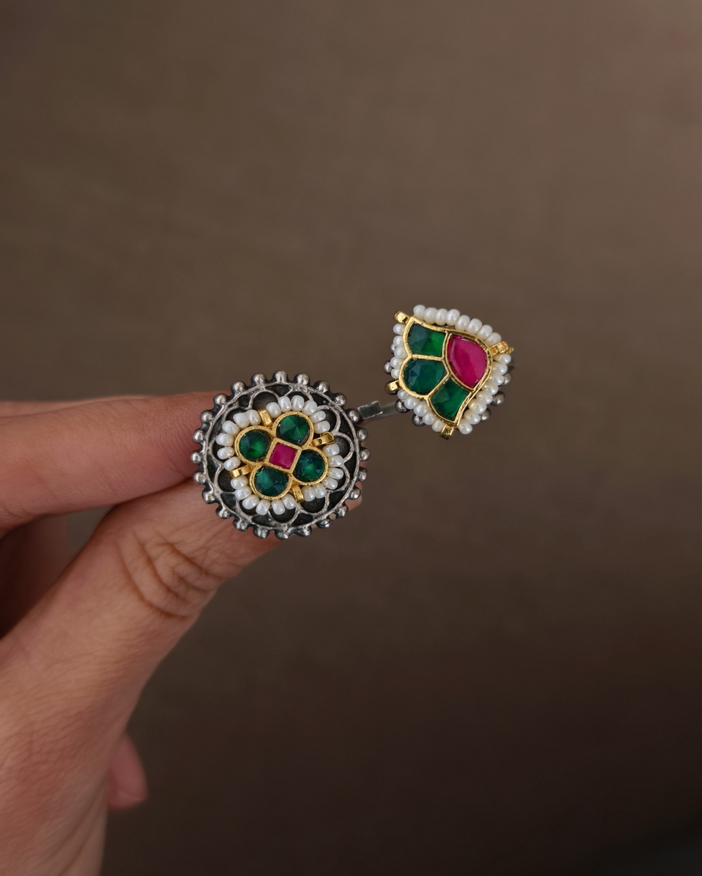 Radhna Dual tone Ring - Naira Collections