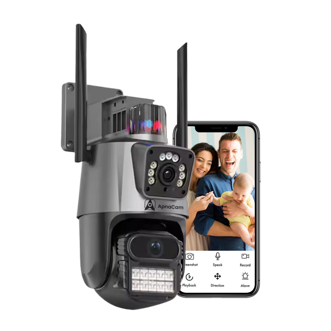 ApnaCam 5MP 2K Dual Lens 4G PTZ Outdoor Sim Based Camera