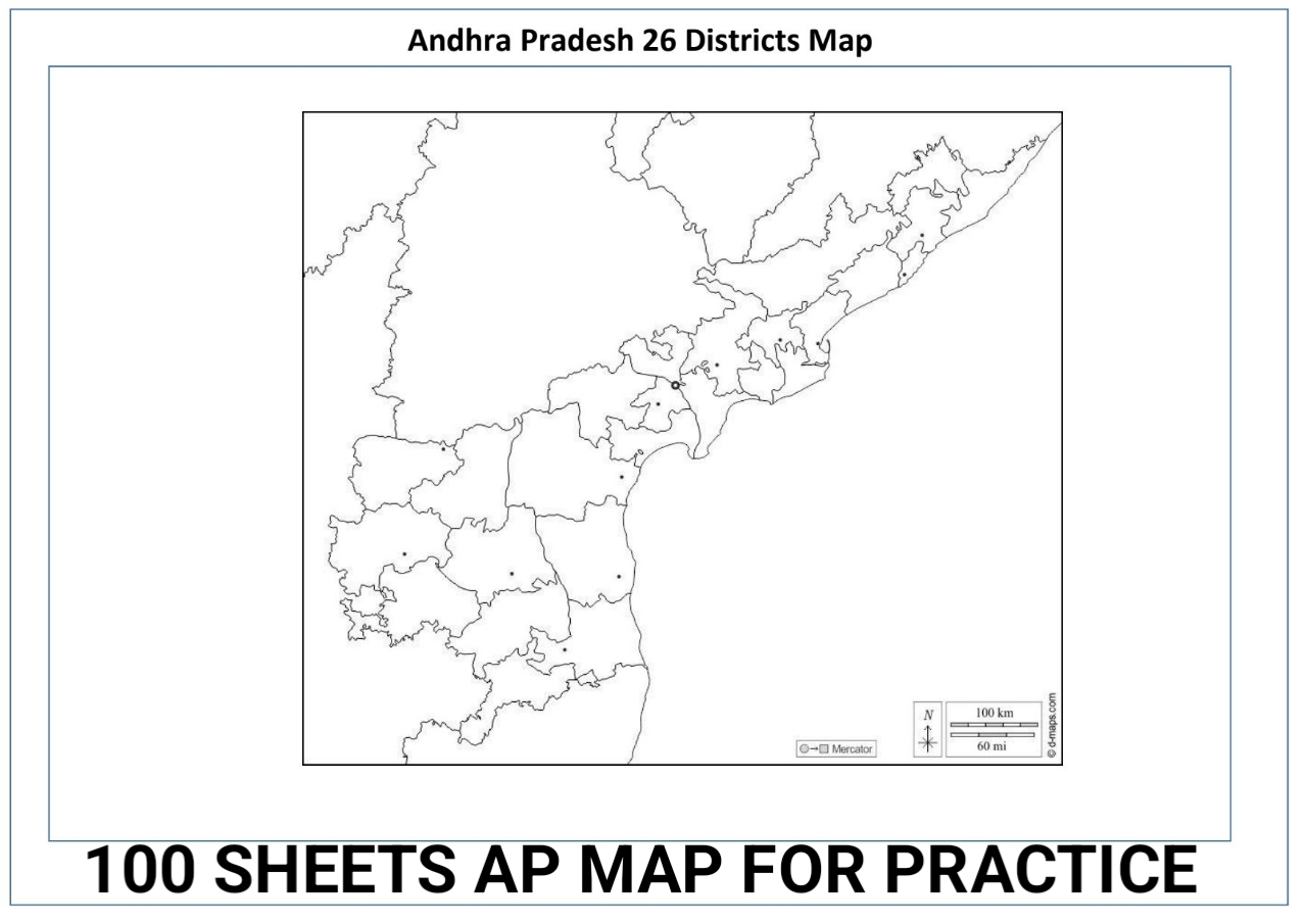 100 Sheets Andhra Pradesh Maps For Practise (A4 SIZE) - Target Groups 123