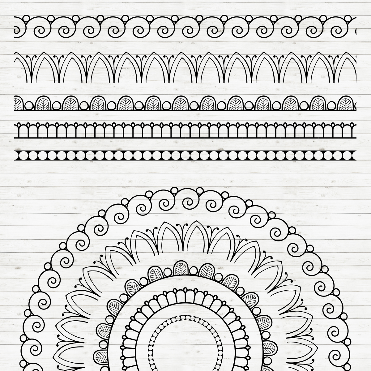 Mandala Pattern Brush Set 004 - Adobe Illustrator Tool for Flourishing ...