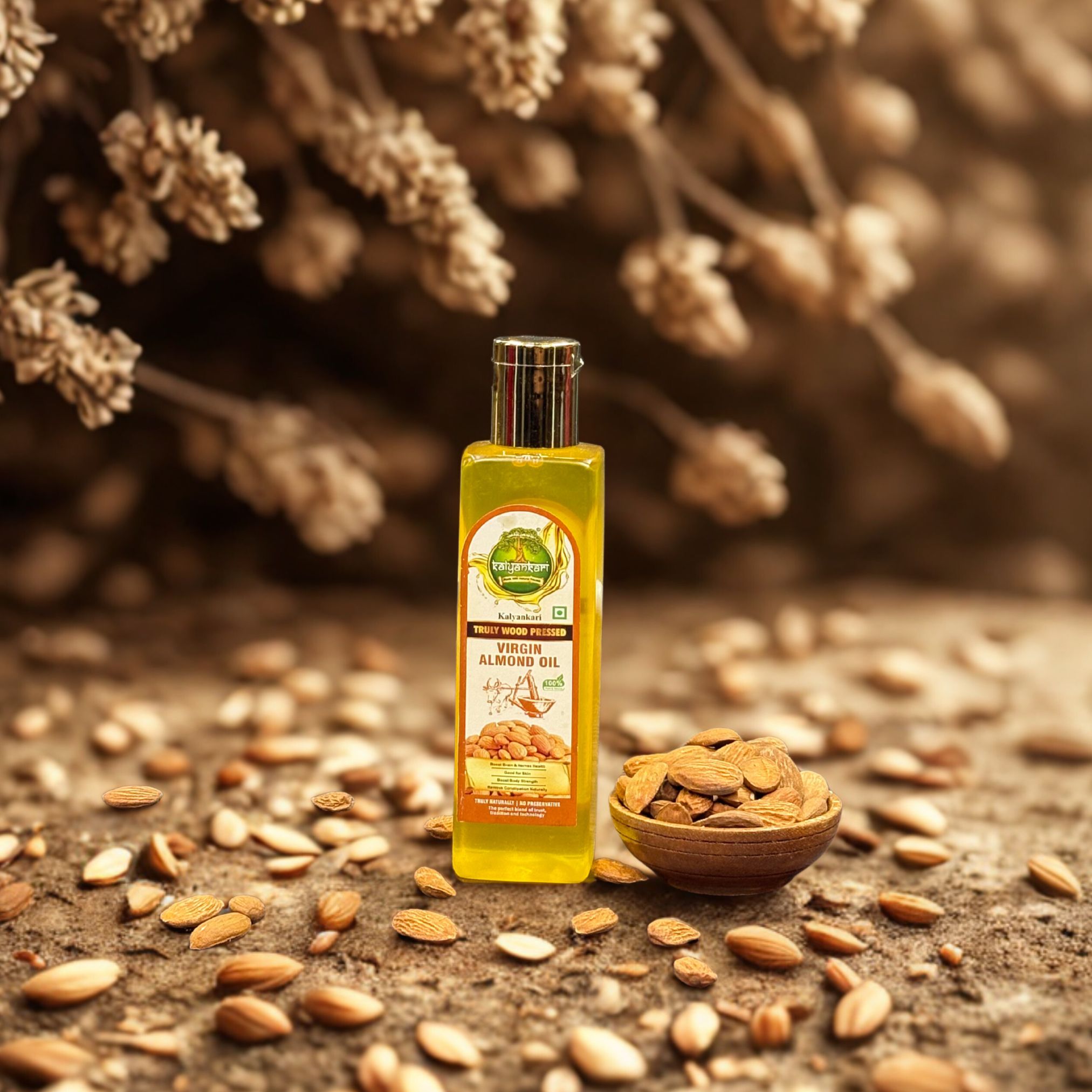 Almond wood pressed oil/Badam(gurbandi) (बादाम तेल ) - Shudh Farm ...