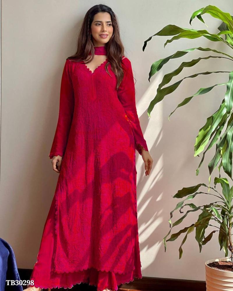 Lucknow Chikankari Handwork Embroidered Kurta Plazzo and Duppatta - The ...