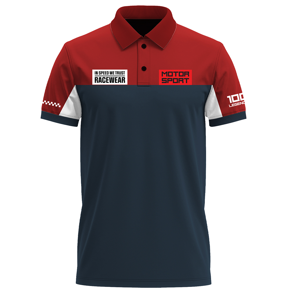Racewear Motor Sport Polo T-Shirt | Red, White & Blue