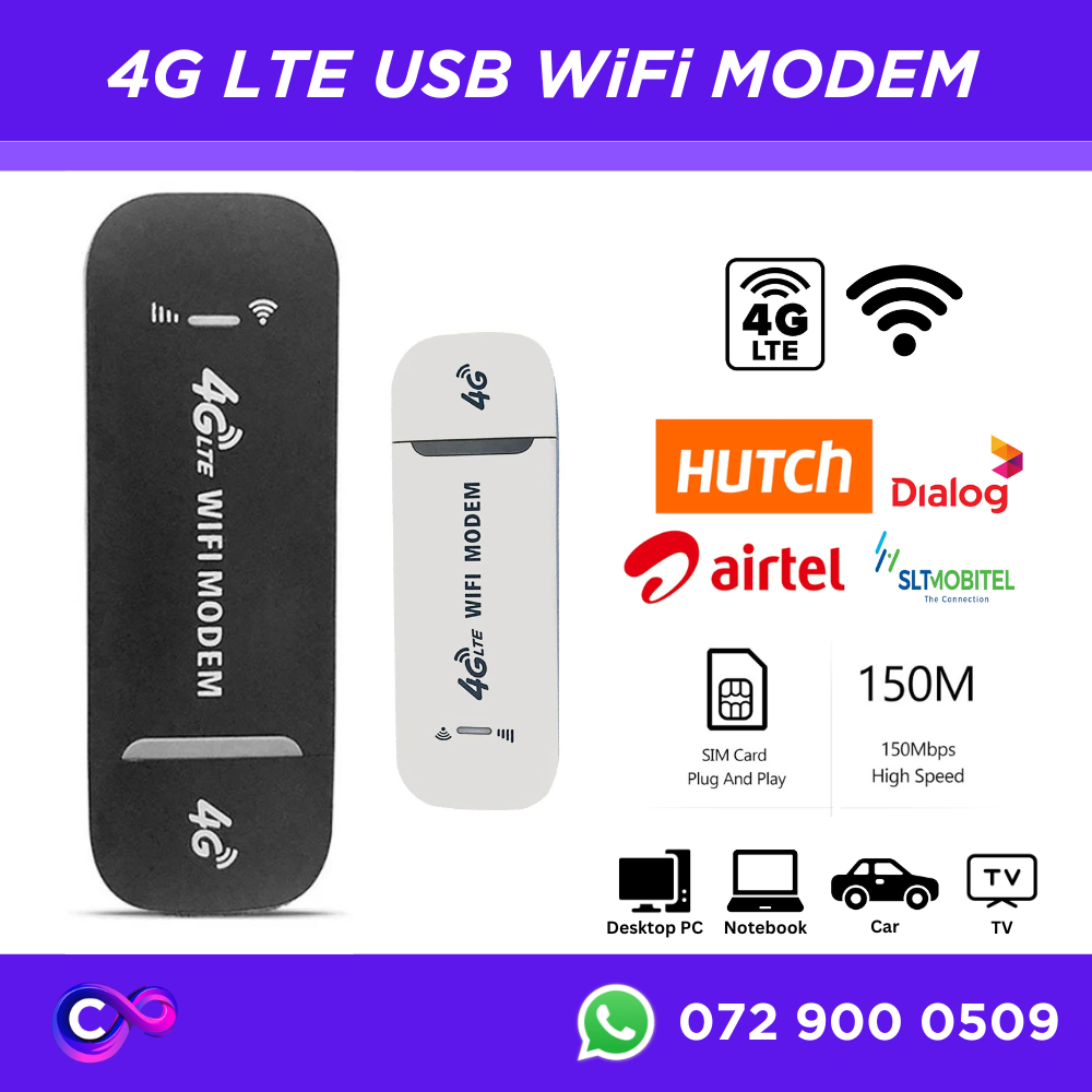 🌐 4G LTE WIFI Modem – High-Speed Internet, Plug & Play, Supports All SIM Cards 🌍 - Chroma Tech LK