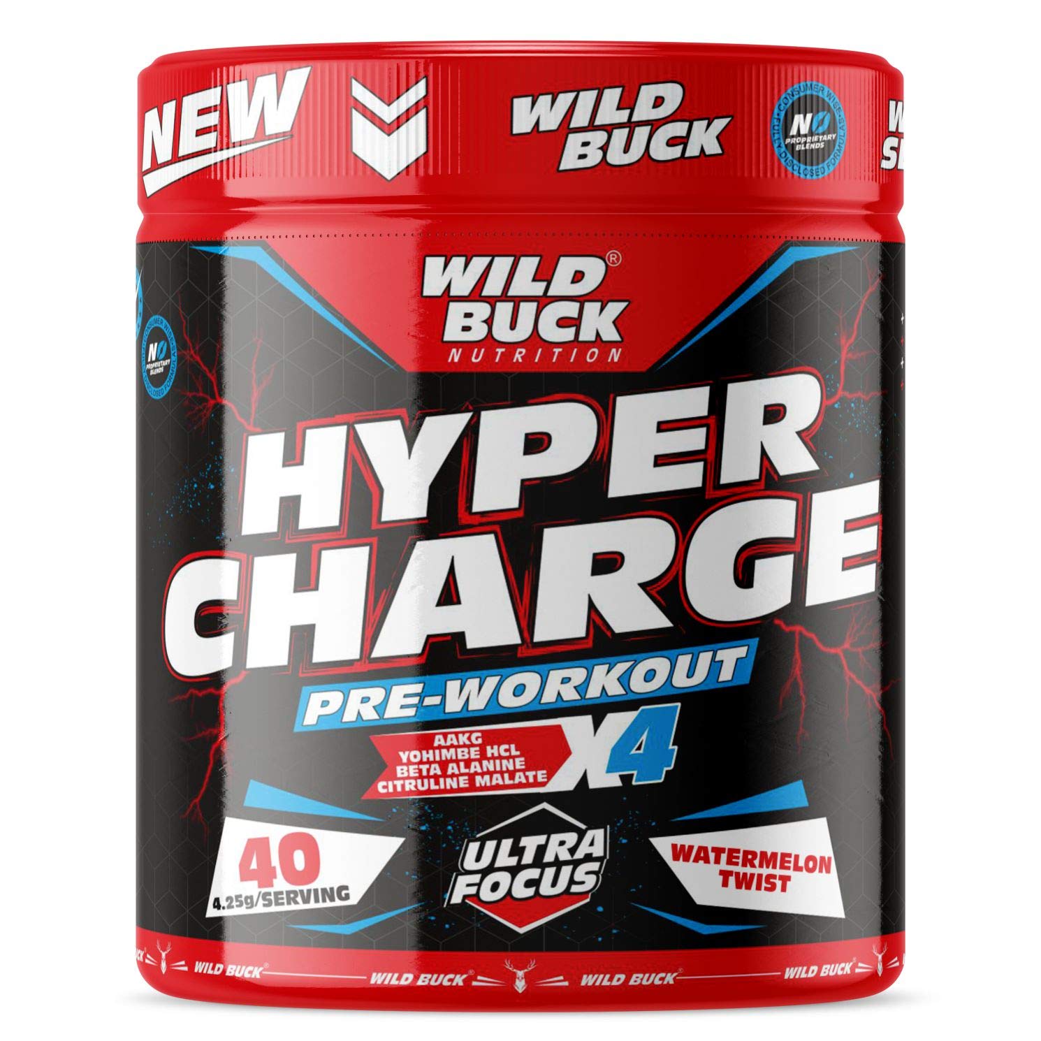 WILD BUCK Hyper Charge Pre-X4 Hardcore Pre-Workout 170g