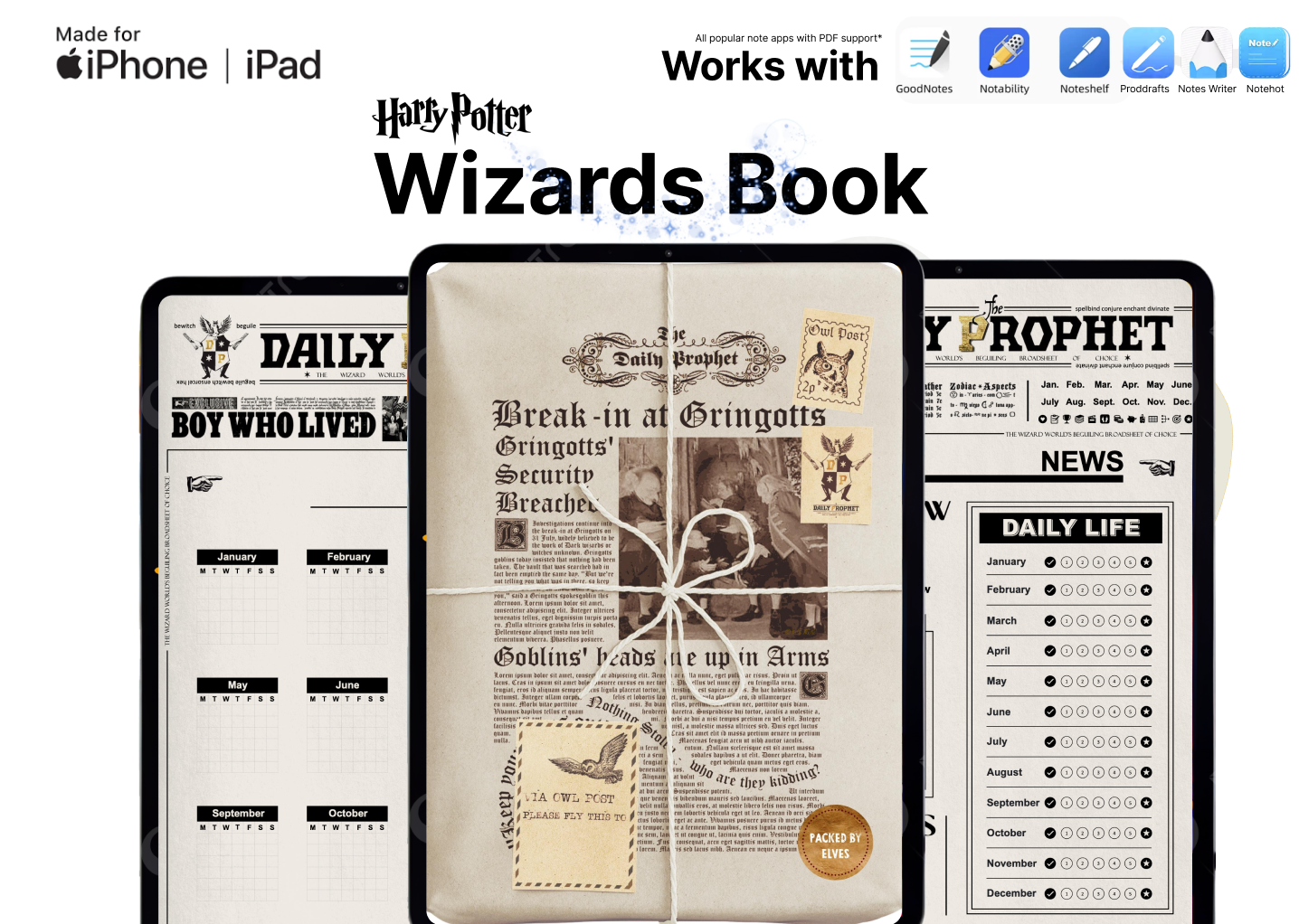 Harry Potter Wizards notes Template for Notability/GoodNotes