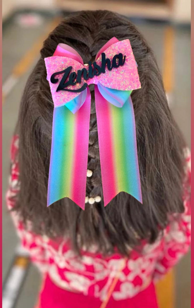 Rainbow tail name bow - INDI BOWS