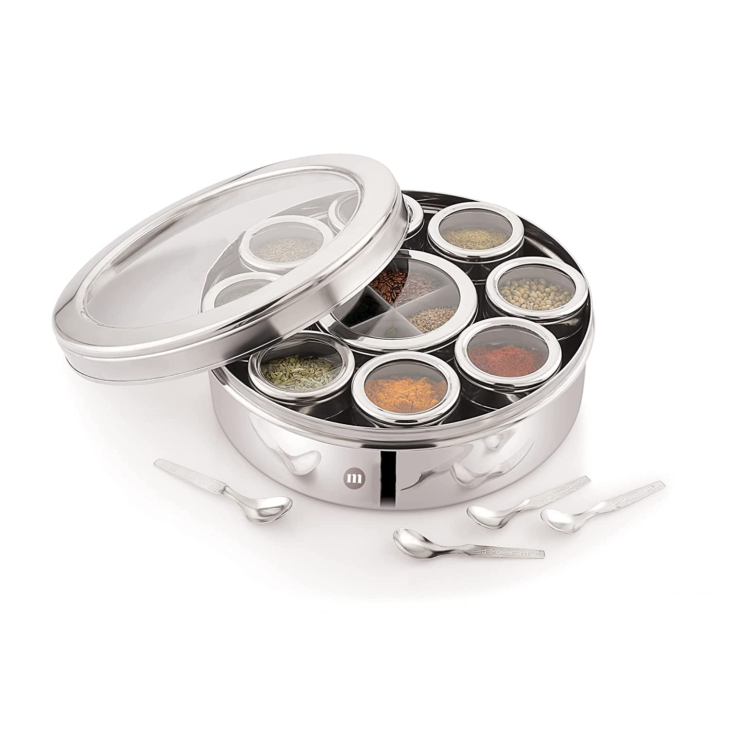MARU 12 IN 1 Masala Dabba Spice Box With Middle Container Partitions ...