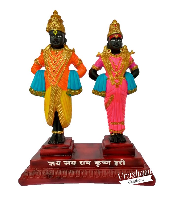 Vitthal Rukmini 9 Inch Murti Multi-colored | Divine Decor