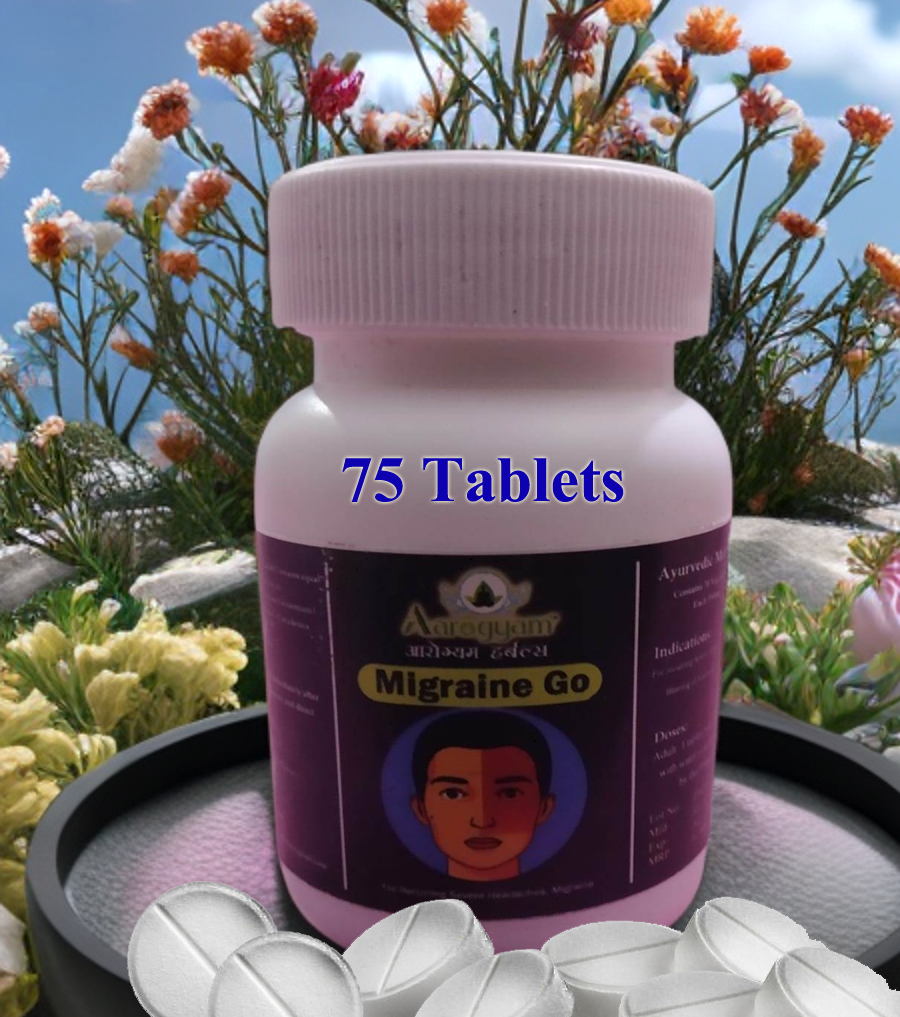 Migraine Go Tablet by Aarogyam Herbals For relieving Migraine, Chronic ...