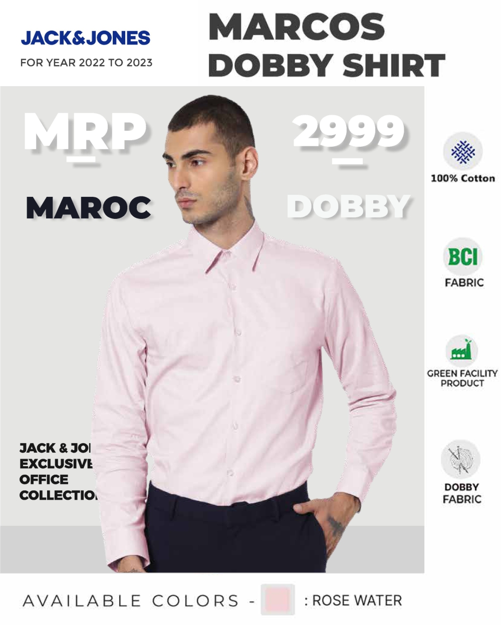 jack & jones marcos dobby shirt rose water - sapphire online