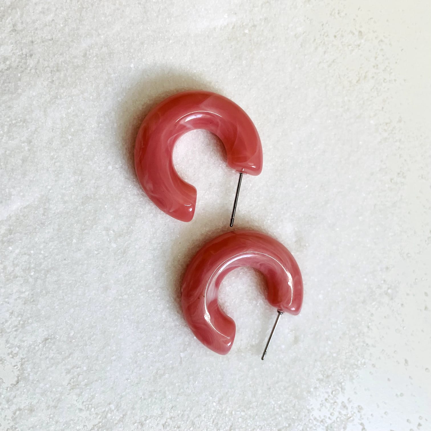 Acrylic pink thick hoops - RAATRANI