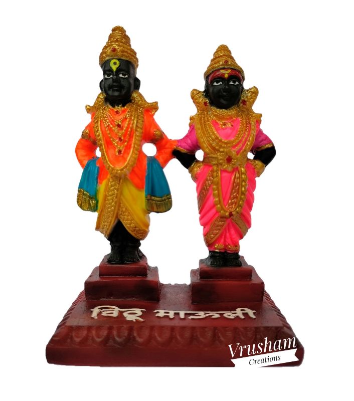Vitthal Rukmini 5 Inch Murti Multi-colored | Divine Decor
