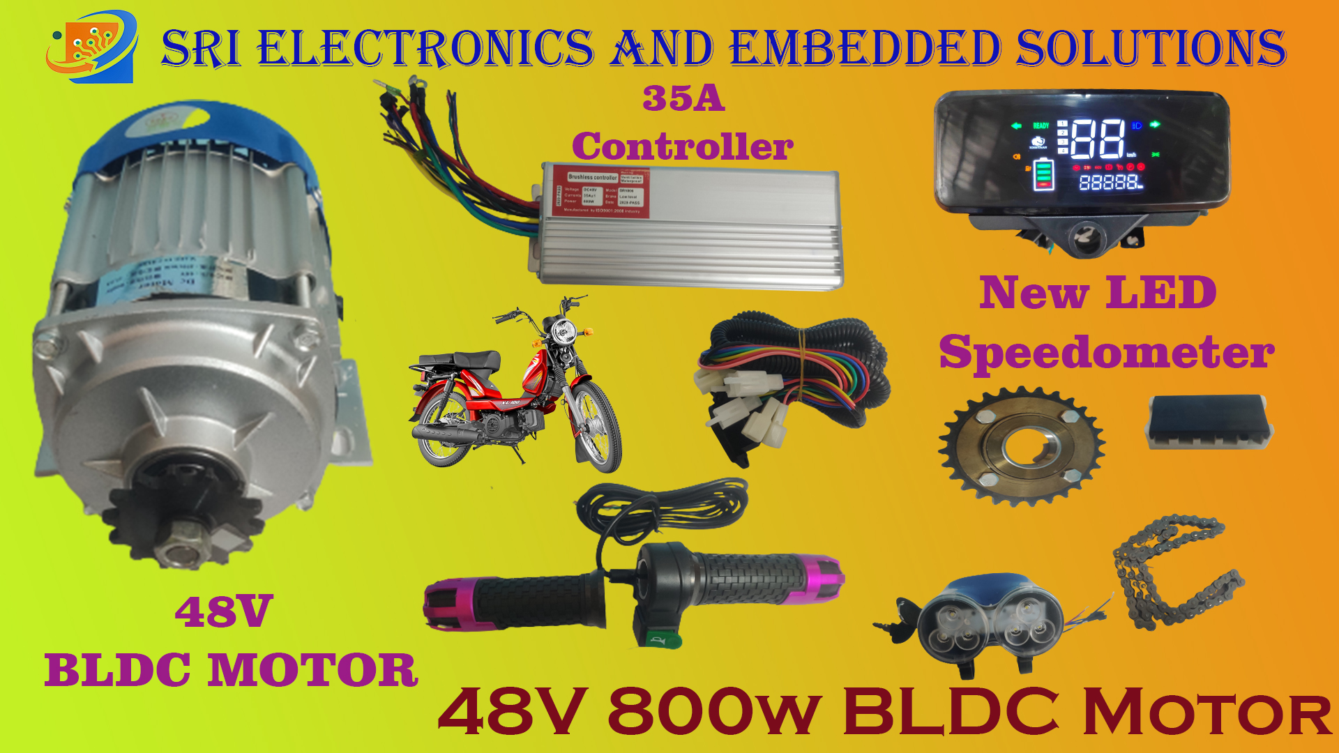 48V 800Watts BLDC MOTOR WITH DIGITAL SPEEDOMETER- KHETAAN