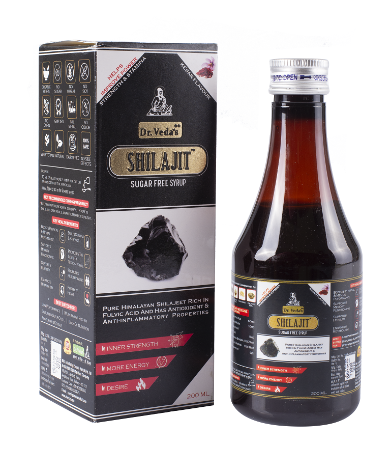 Dr. Veda's Shilajit Kesar Flavour Sugar Free Syrup- 200ml-Pack Of 3 ...
