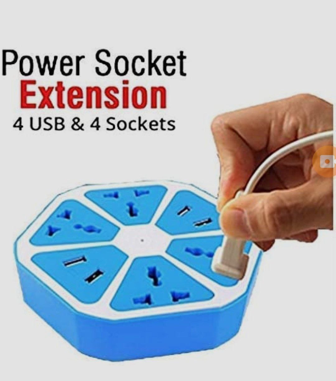 HEXAGONAL POWER SOCKET (THREE PIN PLUGS 4 + USB 4) - SL SHOPPING