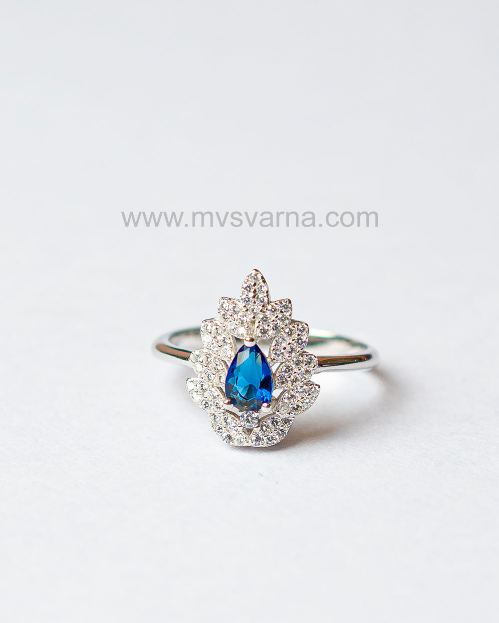 Midnight Blue Stone Silver Ring - MVS VARNA