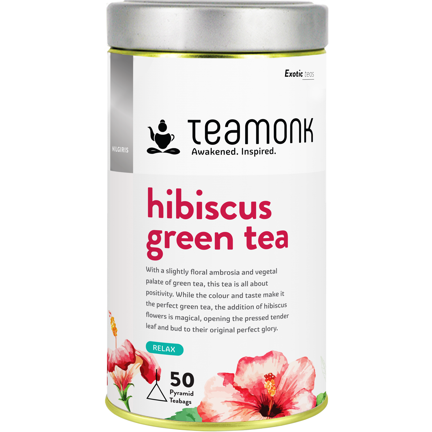 Hibiscus Green Tea - Teamonk 100% Natural Teas