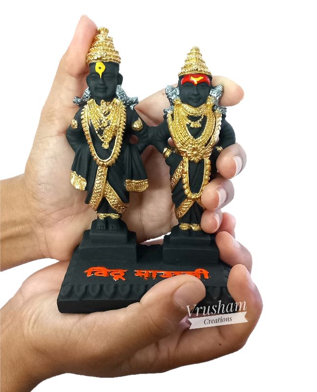 Vitthal Rukmini 5 inch Murti in Golden Color | Divine Decor