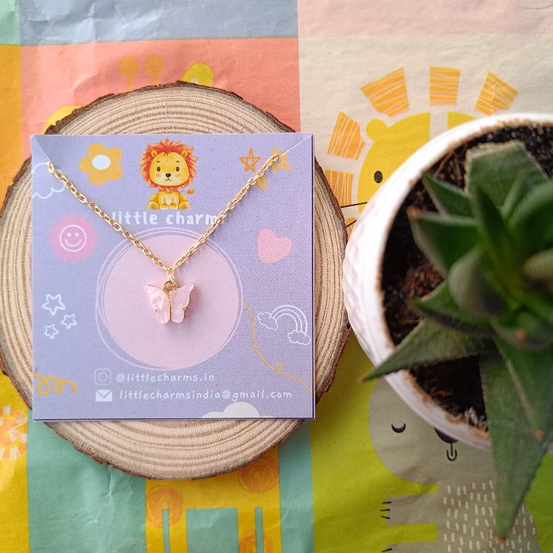Light Pink Resin Butterfly Necklace - little charms