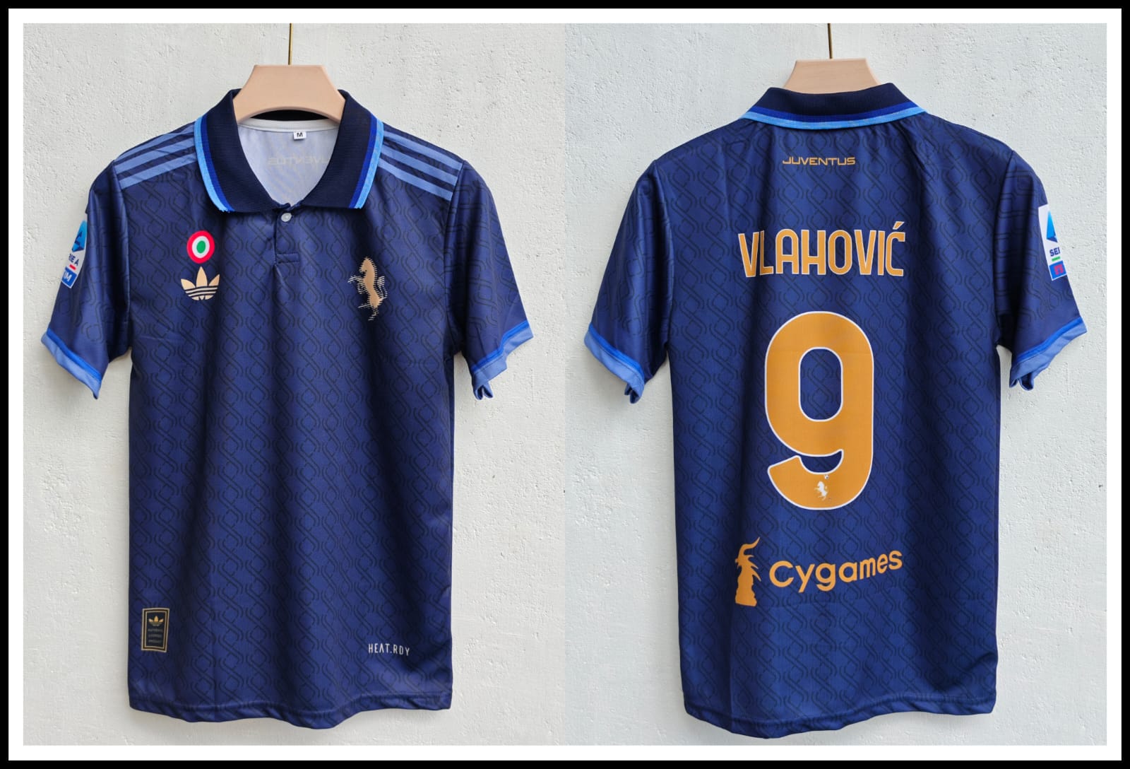 JUVENTUS 2024-25 THIRD VLAHOVIC BLUE COLOR with COLLAR HALF SLEEVE ...