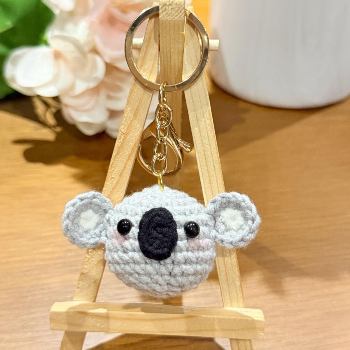 Crochet Koala face Keychain - CrochyKnots