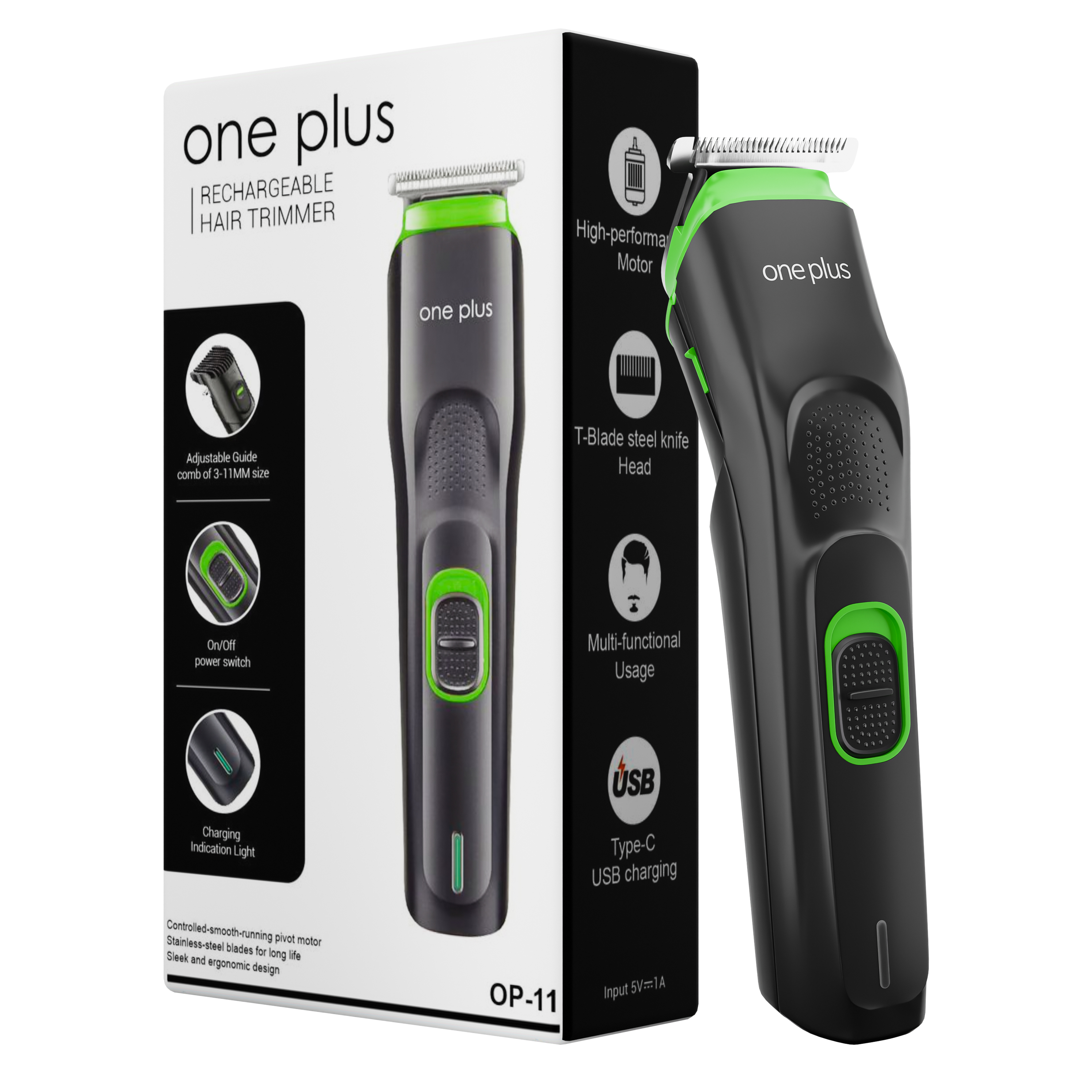 One Plus OP 11 Cordless Professional Hair Trimmer Titanium coated blade ...